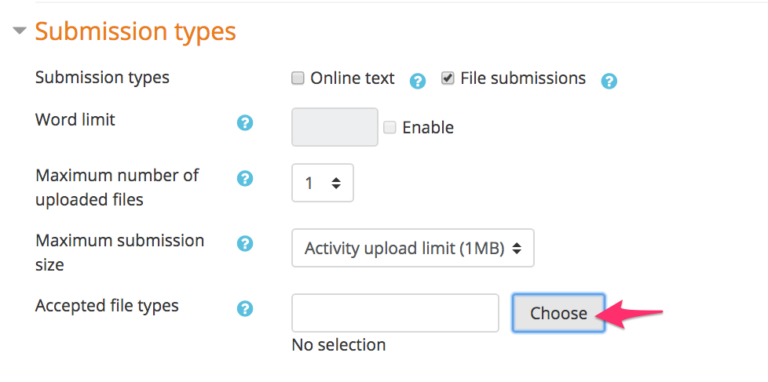 Set Accepted File Types for an Assignment - Moodle User Guides